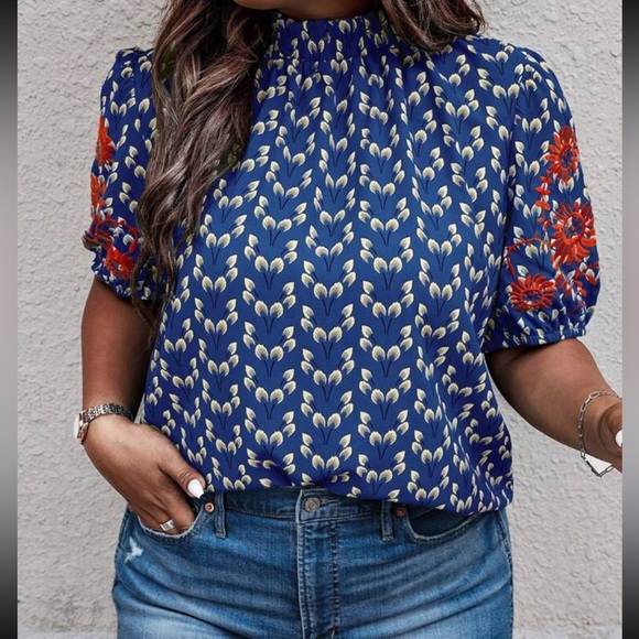 Tops | Boho Plus Size Puff Sleeve Blouse | Poshmark
